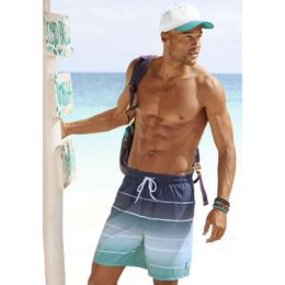 Badeshorts Bench. "Sunset", Herren, Gr. S (46/48), N-Gr, blau (blau, t&uuml;rkis), Polyester, Farbverlauf, Badehosen Badeshorts, mit trendigem Streifenverlauf, Topseller