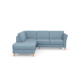 Sit & More Ecksofa SIT & MORE "Visby L-Form", blau (hellblau), B:248cm H:87cm T:213cm, Sofas, Ecksofa, Wahlweise mit Bettfunktion und Stauraum, frei im Raum stellbar