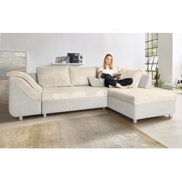 Ecksofa Collection AB "Sally L-Form", beige, B:256cm H:87cm T:165cm, Microfaser PRIMABELLE (100% Polyester) / Struktur (80% Polyester, 20% Acryl);Struktur (80% Polyester, 20% Acryl);Kunstleder SOFTLUX / Struktur (80% Polyester, 20% Acryl);Microfaser PRIMABELLE (100% Polyester) / Cord (100% Polyester), Sofas, Ecksofa, mit und ohne Bettfunktion, inklusive loser R&uuml;cken- und Zierkissen