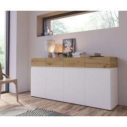 Sideboard Home Affaire "Rimini", braun (alpinwei&szlig;, artisan eiche), B:179,8cm H:85,7cm T:40cm, Holzwerkstoff, Sideboards, Sideboard, Breite 180 cm, Topseller
