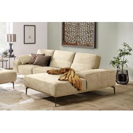 Ecksofa W.Schillig "run, Designsofa mit tollem Sitzkomfort, bequem, L-Form", beige (sahara s37), B:319cm H:88cm T:178cm, Longlife Xtra-Leder Z73: Naturwalkleder der Luxusklasse aus den erlesensten Rohh&auml;uten. Hautst&auml;rke 1, 1 &ndash; 1, 3 mm;ROHLEDER Jacquard-Flachgewebe Q2 W60 (63% Polyester, 37% Polyacryl);ROHLEDER Chenille-Flachgewebe Q2 W77 (68% Polyacryl, 32% Polyester);Stoff S37 (100% Polyester), So