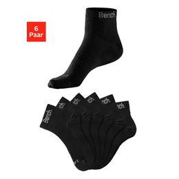 Sportsocken Bench., Herren, Gr. 43-46, schwarz (6x schwarz), Baumwollmischung, unifarben, elastisch, Socken Sportsocken, mit antibakterieller Feuchtigkeitsregulierung, Topseller
