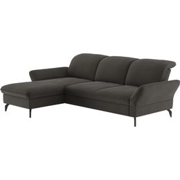 Sit & More Ecksofa SIT & MORE "Leandro L-Form", grau (fango), B:267cm H:88cm T:200cm, 100% Polyester, Sofas, Ecksofa, Wahlweise mit Bett-, Kopfteil - und Armlehnfunktion, sowie Bettkasten