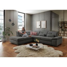 Ecksofa DIE PLANBAR "MP-IN16012 L-Form mit Federkern-Polsterung", grau, B:312cm H:85cm T:260cm, 85% Polyester;15% Nylon, Sofas, Ecksofa, inkl. Sitztiefenverstellung, optional mit Funktionen