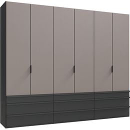 Faltt&uuml;renschrank wimex "Oxford by fresh to go, in der Breite 300cm, in 2 H&ouml;hen erh&auml;ltlich", grau (grafit, saharagrau), Schr&auml;nke, Kinder, Grafit, B/H/T: 300cm x 236cm x 58cm, Schubladen: 9 Stk. T&uuml;ren: 6 Stk. ohne Spiegel, Holzwerkstoff, Faltt&uuml;renschrank, mit hochwertigen Faltt&uuml;ren f&uuml;r den perfekten &Uuml;berblick, B:300cm H:236cm T:58cm