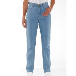 Bequeme Jeans Classic Basics, Damen, Gr. 50, Normalgr&ouml;&szlig;en, blau (blau, bleached), 81% Baumwolle, 17% Polyester, 2% Elasthan, unifarben, lang, Jeans Bequeme Jeans
