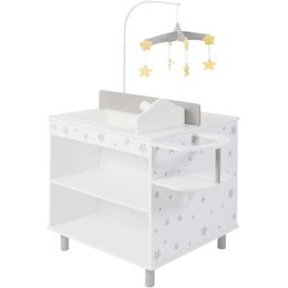 Bayer Chic 2000 Puppenwickeltisch CHIC2000 "Puppen-Wickelstation Stars grey", grau (stars grau), Puppenm&ouml;bel, KinderB:49cm H:57cm T:49cm, Holz, Puppenwickeltisch, mit Mobile, B:49cm H:57cm T:49cm