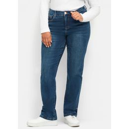 Bequeme Jeans sheego, Damen, Gr. 80, Langgr&ouml;&szlig;en, blau (dunkelblau denim), 96% Baumwolle, 4% Elasthan, unifarben, lang, Jeans Bequeme Jeans