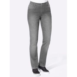 Thermojeans Casual Looks, Damen, Gr. 25, Kurzgr&ouml;&szlig;en, grau (grau, denim), 81% Baumwolle, 17% Polyester, 2% Elasthan, unifarben, lang, Jeans Thermojeans