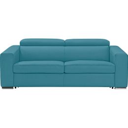 2,5-Sitzer Egoitaliano "Cabiria, Design und super Sitzkomfort", blau (t&uuml;rkis), B:226cm H:97cm T:103cm, Sofas, 2 5-Sitzer, inkl. manuell verstellbarer Kopfst&uuml;tzen, mit Metallf&uuml;&szlig;en