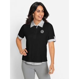 Poloshirt Inspirationen "Poloshirt", Damen, Gr. 38, schwarz, 100% Baumwolle, unifarben, ohne Ausschnitt, Shirts Poloshirt