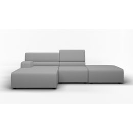 Ecksofa Egoitaliano "Babouche, Designsofa mit au&szlig;ergew&ouml;hnlichem Sitzkomfort zum Wohlf&uuml;hlen", grau (stone), B:287cm H:80cm T:98cm, Leder &raquo;BULL&laquo; (echtes Rindsleder). Geschliffenes, pigmentiertes und behandeltes Rindsleder mit einer Dicke von 1, 3-1, 5 mm. Dieses Leder zeigt eine ziemlich weiche Hand mit einem halb undurchsichtigen Aussehen. Es handelt sich um ein gesch&uuml;tztes Leder. Eine leichte Deck