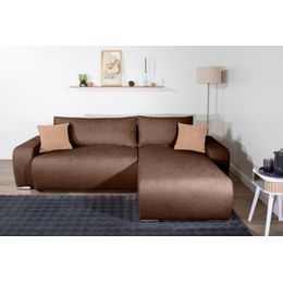 Ecksofa Collection AB "Pia, L-Form, Breite 237 cm, mit Schlaffunktion", braun, B:237cm H:41cm T:169cm, 100%Polyester, Sofas, Ecksofa, inkl. Bettfunktion und Bettkasten