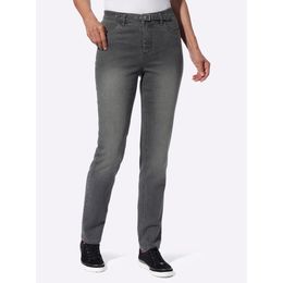 Bequeme Jeans Classic Basics, Damen, Gr. 44, Normalgr&ouml;&szlig;en, grau (grau, denim), 81% Baumwolle, 17% Polyester, 2% Elasthan, unifarben, lang, Jeans Bequeme Jeans