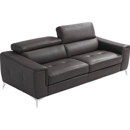 2,5-Sitzer Egoitaliano "Francine, Designsofa, Loungesofa, Breite 213 cm, Fu&szlig;farbe chrom", schwarz, B:213cm H:100cm T:106cm, Leder &raquo;BULL&laquo; (echtes Rindsleder). Geschliffenes, pigmentiertes und behandeltes Rindsleder mit einer Dicke von 1, 3-1, 5 mm. Dieses Leder zeigt eine ziemlich weiche Hand mit einem halb undurchsichtigen Aussehen. Es handelt sich um ein gesch&uuml;tztes Leder. Eine leichte Deckschich
