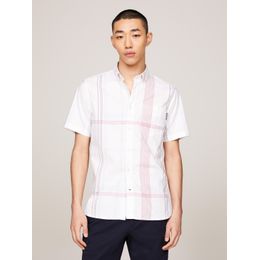 Kurzarmhemd Tommy Hilfiger "RWB LINE CHECK Regular Fit SHIRT S/S", Herren, Gr. S, N-Gr, wei&szlig; (ancient wei&szlig;, multi), Web, Obermaterial: 98% Baumwolle, 2% Elasthan, Hemden Kurzarmhemd