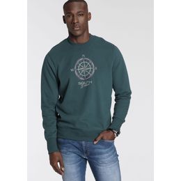 Sweatshirt DELMAO, Herren, Gr. L (52/54), gr&uuml;n (dunkelgr&uuml;n), angeraute Sweatware, Obermaterial: 60% Baumwolle, 40% Polyester, bedruckt, normal normal, Rundhals, Rippb&uuml;ndchen, Sweatshirts Sweatshirt, lange &Auml;rmel, l&auml;ssige Passform, mit Print, Rundhals