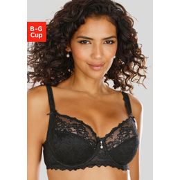 B&uuml;gel-BH Lascana, Damen, Gr. 70, Cup C, schwarz, Spitze, Obermaterial: 86% Polyamid, 8% Polyester, 6% Elasthan, BHs B&uuml;gel-BH, mit h&uuml;bschen Spitzentr&auml;gern, sexy Dessous