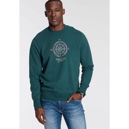 Sweatshirt DELMAO, Herren, Gr. 3XL (64/66), gr&uuml;n (dunkelgr&uuml;n), angeraute Sweatware, Obermaterial: 60% Baumwolle, 40% Polyester, bedruckt, normal normal, Rundhals, Rippb&uuml;ndchen, Sweatshirts Sweatshirt, lange &Auml;rmel, l&auml;ssige Passform, mit Print, Rundhals