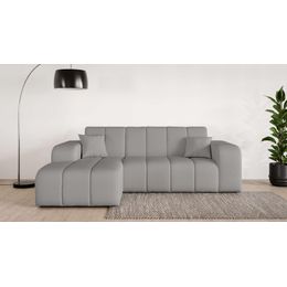 Ecksofa OTTO HOME "CASSY L-Form, Schlafsofa mit Bettkasten, Ma&szlig;e B/T/H: 245/165/88 cm", grau, B:248cm H:83,5cm T:165,5cm, 100% Polyester, Sofas, Ecksofa, mit 2 R&uuml;ckenkissen, Recamiere rechts oder links bestellbar
