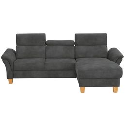 Ecksofa Home Affaire "Conville L-Form", grau (anthrazit), B:256cm H:84cm T:167cm, 100% Polyester, Sofas, Ecksofa, Federkern, wahlweise mit Bettfunktion und Bettkasten bzw. Stauraum