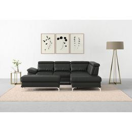 Sit & More Ecksofa SIT & MORE "Cabrio L-Form, B: 274 cm, mit Sitztiefen-, Arm- & Kopfteilverstellung", grau (anthrazit), B:274cm H:87cm T:230cm, Sofas, Ecksofa, 3 Nierenkissen, Federkern, optional Bettfunktion und Stauraum