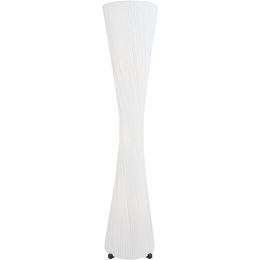 Salesfever Stehlampe "Marius", wei&szlig; (wei&szlig;, edelstahlfarben), 3, &Oslash; 39cm H: 180cm, 1 Stk., Leuchten, Gedrehter Plissee Lampenschirm aus Latex, Gestell Edelstahl, Stehlampe