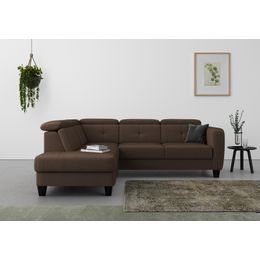 Sit & More Ecksofa SIT & MORE "Belluci L-Form", braun (dunkelbraun), B:249cm H:85cm T:195cm, Sofas, Ecksofa, inklusive Federkern, wahlweise mit Bettfunktion und Bettkasten