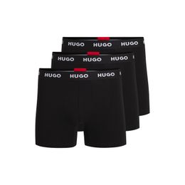 Boxer HUGO UNDERWEAR "BOXERBR TRIPLET PACK", Herren, Gr. L (52), 3 Stk., bunt (open_miscellaneous1), Jersey, Obermaterial: 95% Baumwolle, 5% Elasthan, kontrastfarbene Details, unifarben, k&ouml;rpernah, Unterhosen Boxer, mit HUGO Logo-Elastikbund