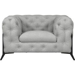 Chesterfield-Sessel Home Affaire "Amaury Sessel", silber, B:125cm H:75cm T:97cm, Struktur (100% Polyester9;Samtoptik (100% Polyester), Sessel, Chesterfield-Sessel, aufw&auml;ndige Knopfheftung, moderne Chesterfield Optik, Fu&szlig;farbe w&auml;hlbar