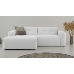 Ecksofa OTTO HOME "Tapley", beige (sand), B:221cm H:73cm T:154cm, 100% polyester, Sofas, Ecksofa, Breite 221 cm,Boucle, Struktur fein, mit Knopfsteppung, bodentief