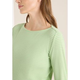 Langarmshirt Cecil, Damen, Gr. XL (44), bamboo gr&uuml;n, Jersey, Obermaterial: 95% Baumwolle, 5% Elasthan, gestreift, gerade h&uuml;ftbedeckend, Rundhals, Shirts Langarmshirt, mit Streifen-Muster