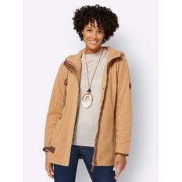 Fleecejacke Casual Looks, Damen, Gr. 54, braun (camel), 100% Polyester, meliert, unifarben, Jacken Fleecejacke