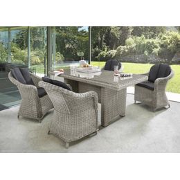 Garten-Essgruppe Destiny "MALAGA LUNA", wei&szlig; (vintage wei&szlig;), Aluminium, Geflecht Rattan, Polyrattan, Sitzm&ouml;bel-Sets, Garten-Essgruppe, Aluminium, Polyrattan