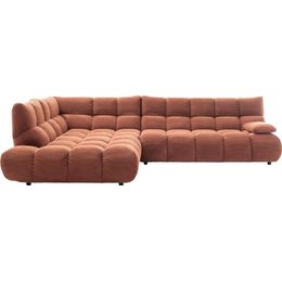 Ecksofa Home Affaire "Cozy Bubble, mit klappbarer Armlehne, Breite 324 cm", rusty, B:324cm H:85cm T:211cm, 95% Polyester, 5% Nylon, Sofas, Ecksofa, mit eleganter Steppung, Rundumbezug & weicher Polsterung