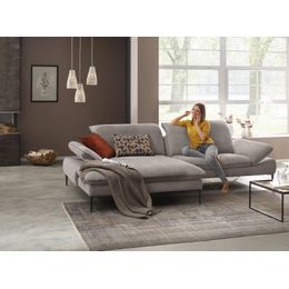 Ecksofa W.Schillig "enjoy&MORE, Designsofa, elegant und bequem, L-Form", grau (stone r66), B:294cm H:87cm T:185cm, Chenille-Flachgewebe R66 (85% Polyester, 15% Nylon);Longlife Xtra-Leder Z59: Glattleder mit modischer Pr&auml;gung. Hautst&auml;rke 0, 9 - 1, 1 mm;Stoff S37 (100% Polyester), Sofas, Ecksofa, Sitztiefenverstellung, F&uuml;&szlig;e schwarz pulverbeschichtet, Breite 294 cm