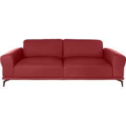 2,5-Sitzer W.Schillig "montanaa", rot (ruby rot z59), B:232cm H:78cm T:94cm, Sofas, 2 5-Sitzer, mit Metallf&uuml;&szlig;en in Bronze pulverbeschichtet, Breite 232 cm