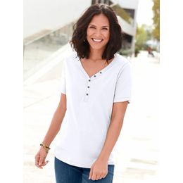 Kurzarmshirt Casual Looks "Shirt", Damen, Gr. 40, wei&szlig;, 50% Baumwolle, 50% Modal, unifarben, herzf&ouml;rmiger Ausschnitt, Shirts Kurzarmshirt