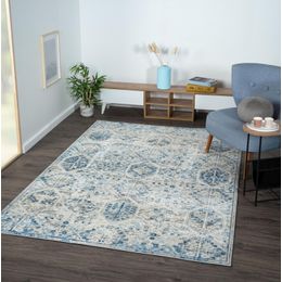 Teppich "My Heriz 2", braun (beige, blau, grau), B:160cm H:8mm L:230cm, Polyester, MyFlair M&Ouml;BEL & ACCESSOIRES, Teppiche, Teppich, Kurzflor, klassisches Orient Design, besonders weich durch Microfaser