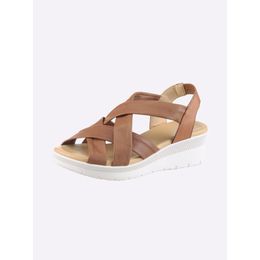 Sandalette Heine, Damen, Gr. 38, cognac, Glattleder, Leder, Schuhe Sandalette