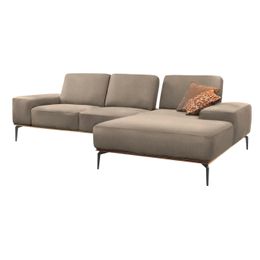 Ecksofa W.Schillig "run, Designsofa mit tollem Sitzkomfort, bequem, L-Form", beige (ecru w82), B:279cm H:88cm T:178cm, Longlife Xtra-Leder Z73: Naturwalkleder der Luxusklasse aus den erlesensten Rohh&auml;uten. Hautst&auml;rke 1, 1 &ndash; 1, 3 mm;ROHLEDER Jacquard-Flachgewebe Q2 W60 (63% Polyester, 37% Polyacryl);ROHLEDER Chenille-Flachgewebe Q2 W77 (68% Polyacryl, 32% Polyester);Stoff S37 (100% Polyester), Sofa