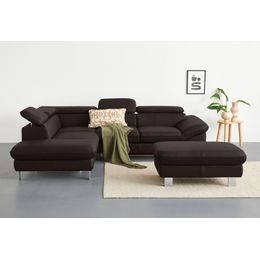 Ecksofa COTTA "Driver L-Form", braun, B:268cm H:73cm T:214cm, Kunstleder SOFTLUX;LEDER BEEFY (ein abgedecktes Spalt-Rindsleder) im Sitz und R&uuml;cken (Korpus in Kunstleder);Luxus-Kunstleder;Leder Pampas (echtes Rindsleder) im Sitz und R&uuml;cken (R&uuml;ckseite mit Spannstoff bezogen), Sofas, Ecksofa, mit Kopfteilverstellung, wahlweise mit Bettfunktion & Bettkasten