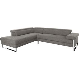 Ecksofa W.Schillig "finn, toller Sitzkomfort, L-Form, hochwertige Verarbeitungsdetails", grau (grau s22), B:281cm H:71cm T:230cm, Flachgewebe S22 (100% Polyester);Stoff S37 (100% Polyester);Longlife Xtra-Leder Z59: Glattleder mit modischer Pr&auml;gung. Hautst&auml;rke 0, 9 - 1, 1 mm, Sofas, Ecksofa, German Design Award 2016, Fu&szlig;gestell Chrom gl&auml;nzend, Breite 281 cm