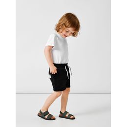 Shorts name it "NKMHONK SWE LONG SHORTS UNB NOOS", Jungen, Gr. 110, N-Gr, schwarz (blank), Web, Obermaterial: 95% Baumwolle, 5% Elasthan, unifarben, straight fit knielang, Hosen Shorts