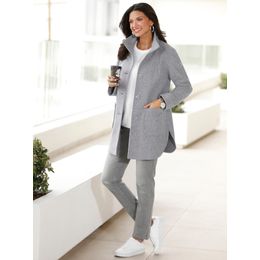 Langjacke Classic Basics, Damen, Gr. 48, grau (steingrau, meliert), 100% Polyester, meliert, Jacken Langjacke