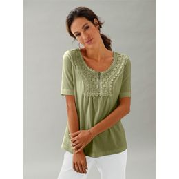 Kurzarmshirt Inspirationen "Kurzarm-Shirt", Damen, Gr. 36, gr&uuml;n (schilf), 50% Baumwolle, 50% Modal, unifarben, Rundhals, Shirts Kurzarmshirt