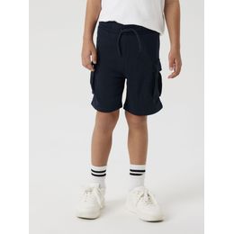 Shorts name it "NKMOLLIE CARGO SHORTS UNB NOOS", Jungen, Gr. 122, N-Gr, schwarz sapphire (blank), Web, Obermaterial: 60% Baumwolle, 40% Polyester, unifarben, normal knielang, Hosen Shorts