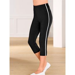 Caprileggings, Damen, Gr. 42, Normalgr&ouml;&szlig;en, schwarz-wei&szlig; (schwarz, wei&szlig;), 95% Baumwolle, 5% Elasthan, unifarben, knielang, Hosen Caprileggings