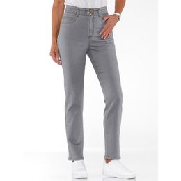 Bequeme Jeans Classic Basics, Damen, Gr. 24, Kurzgr&ouml;&szlig;en, grau (grau, denim), 81% Baumwolle, 17% Polyester, 2% Elasthan, unifarben, lang, Jeans Bequeme Jeans