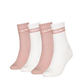 Socken Calvin Klein Jeans "CKJ WOMEN SOCK 4P GIFTBOX STRIPE LOGO", Damen, Gr. - (37/41), wei&szlig;, pink, Obermaterial: 62% Baumwolle, 29% Polyamid, 7% Viskose, 2% Elasthan, Socken Socken